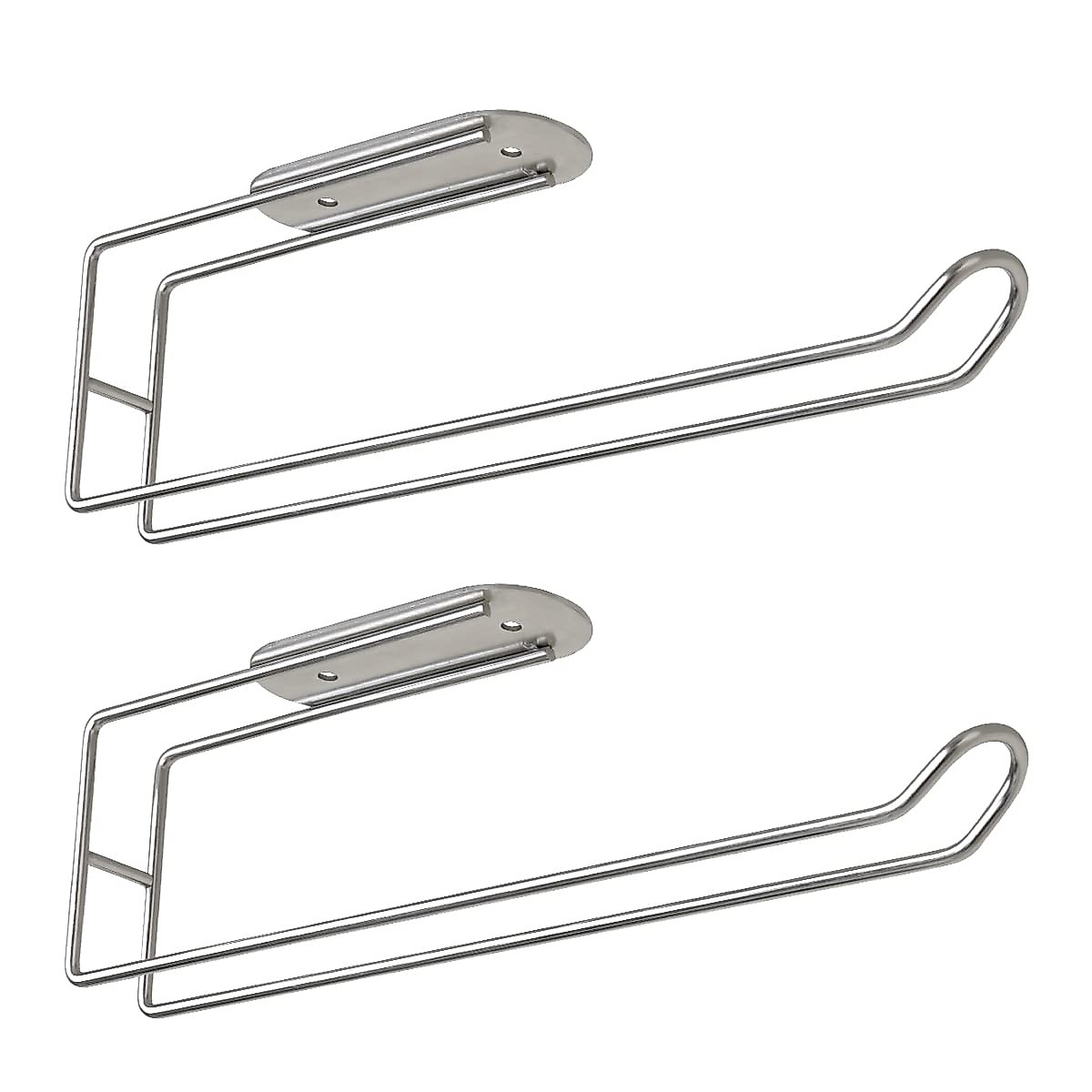 Paper Towel Holder Under Cabinet, H-SPACE Wall Mount Paper Towel for Kitchen, Self-Adhesive and Drilling Paper Towel Bar, Paper Towel Rack, SUS201 Stainless Steel 11 inch (Silver, 2PC)