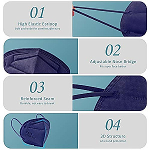 ChiSip KN95 Face Mask 20Pcs, 5 Layer Design Cup Dust Safety Masks, Breathable Protection Masks Against PM2.5 Dust Bulk for Adult, Men, Women, Indoor, Outdoor Use, Colorful