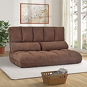 MWrouqfur Floor Sofa Couch, 5 Adjustable Floor Sofa, Foldable Lazy Sofa Sleeper Bed, Floor Gaming Sofa Couch with 2 Pillows for Bedroom/Living Room/Balcony (Navy Blue)
