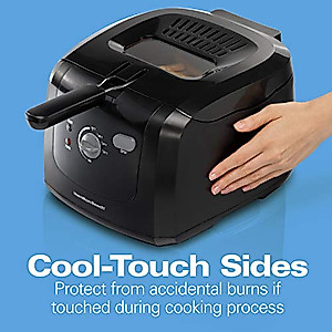 Hamilton Beach Electric Deep Fryer, Cool Touch Sides Easy to Clean Nonstick Basket, 8 Cups / 2 Liters Oil Capacity, Black
