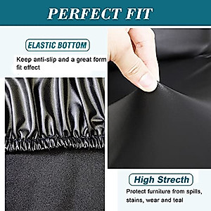 HFCNMY Bench Covers for Dining Room,Waterproof PU Dining Bench Cover Removable Bench Covers Stretch Washable Bench Seat Covers for Dining Room Bench Slipcover Black