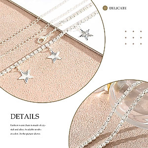 GEMILY Silver Star Waist Chains Rhinestone Belly Chains Sparkle Beach Body chains Jewelry Party Accessory for Women and Girls