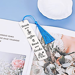 Christmas Gifts for Men Stocking Stuffers for Women Kids Son Daughter Coffee & Books Bookmark with Tassels for Birthday Valentines Day Gifts for Her Him Teen Boy Girl Boss Coworker Best Friend