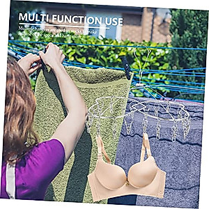 OKUMEYR 1pc Drying Rack Stainless Steel Clips Foldable Clothes Drying Rack Folding Clothes Hanger Clothes Drying Hanger Laundry Drying Rack Collapsible Multi Hanger Stainless Steel Silver