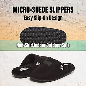 Lucky Brand Micro-Suede Memory Foam Boys Slippers - Closed Toe Plush Lined House Shoes/Kids Slippers, Tan/6 Big Kid