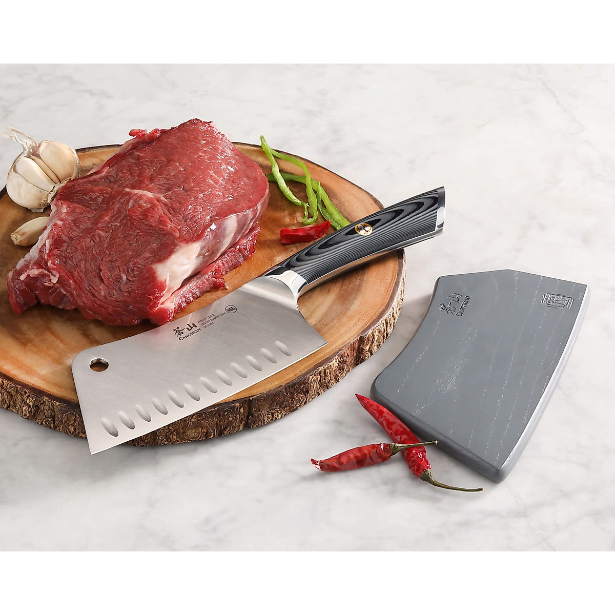 Cangshan NAKA Series 503091 Swedish 14C28N Steel 6-inch Meat Cleaver with Sheath