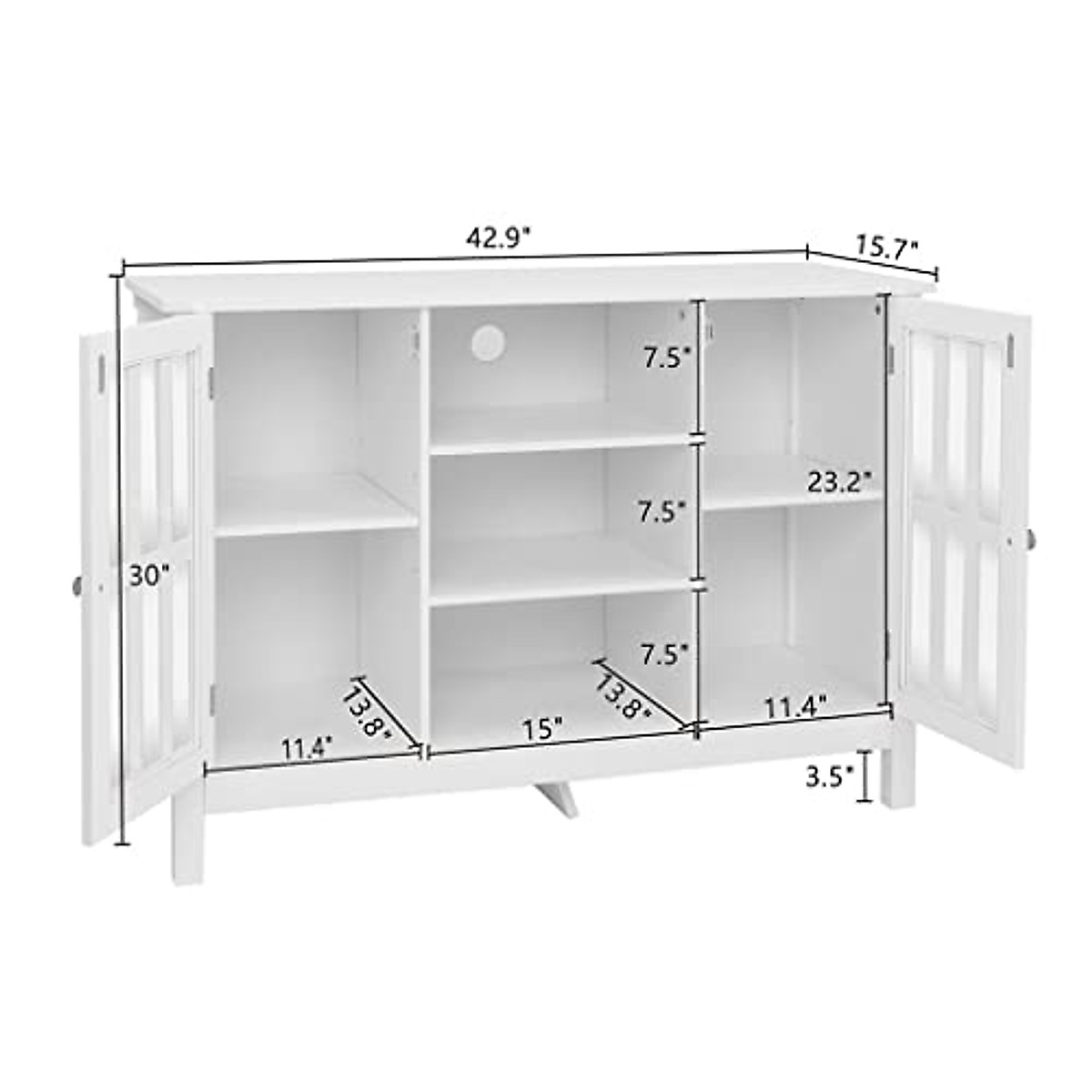 SEASD 43 Inch Wood Kitchen Credenza & Sideboard Buffet Storage Cabinet Entryway Serving Storage Cabinet with Doors