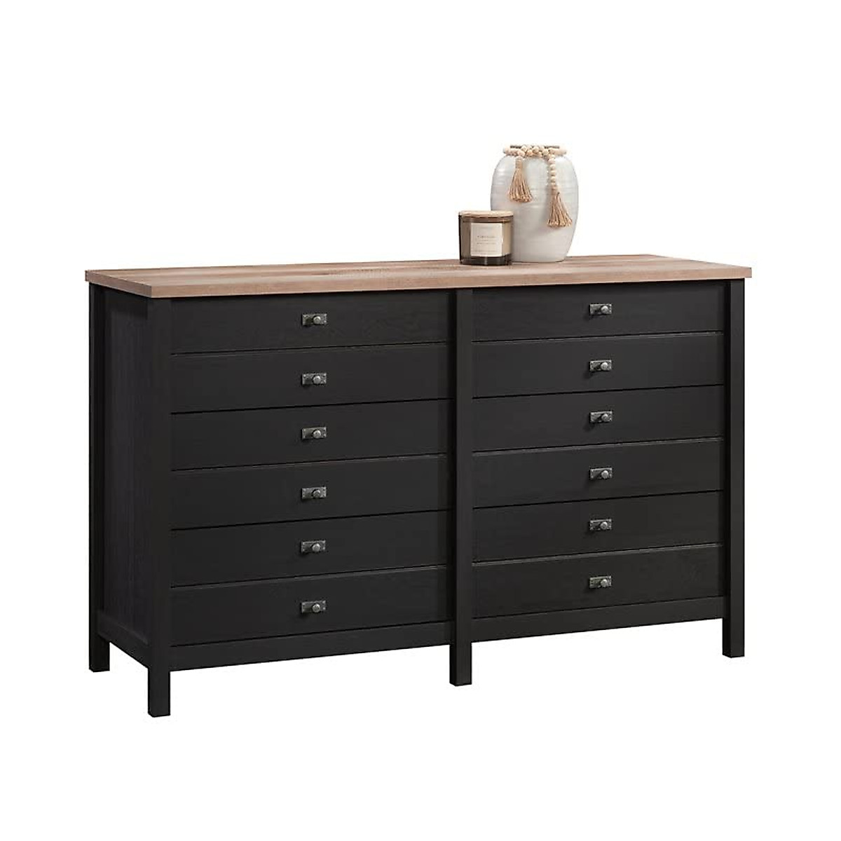 Sauder Cottage Road 6-Drawer Bedroom Dresser in Raven Oak, Raven Oak Finish