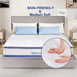 REGOSS Twin Mattress, 10 Inch Twin Mattress Hybrid, Twin Size Mattress in a Box with Memory Foam & Individual Pocket Spring, Twin Mattress Medium Soft Feel Motion Isolation for Pressure Relief