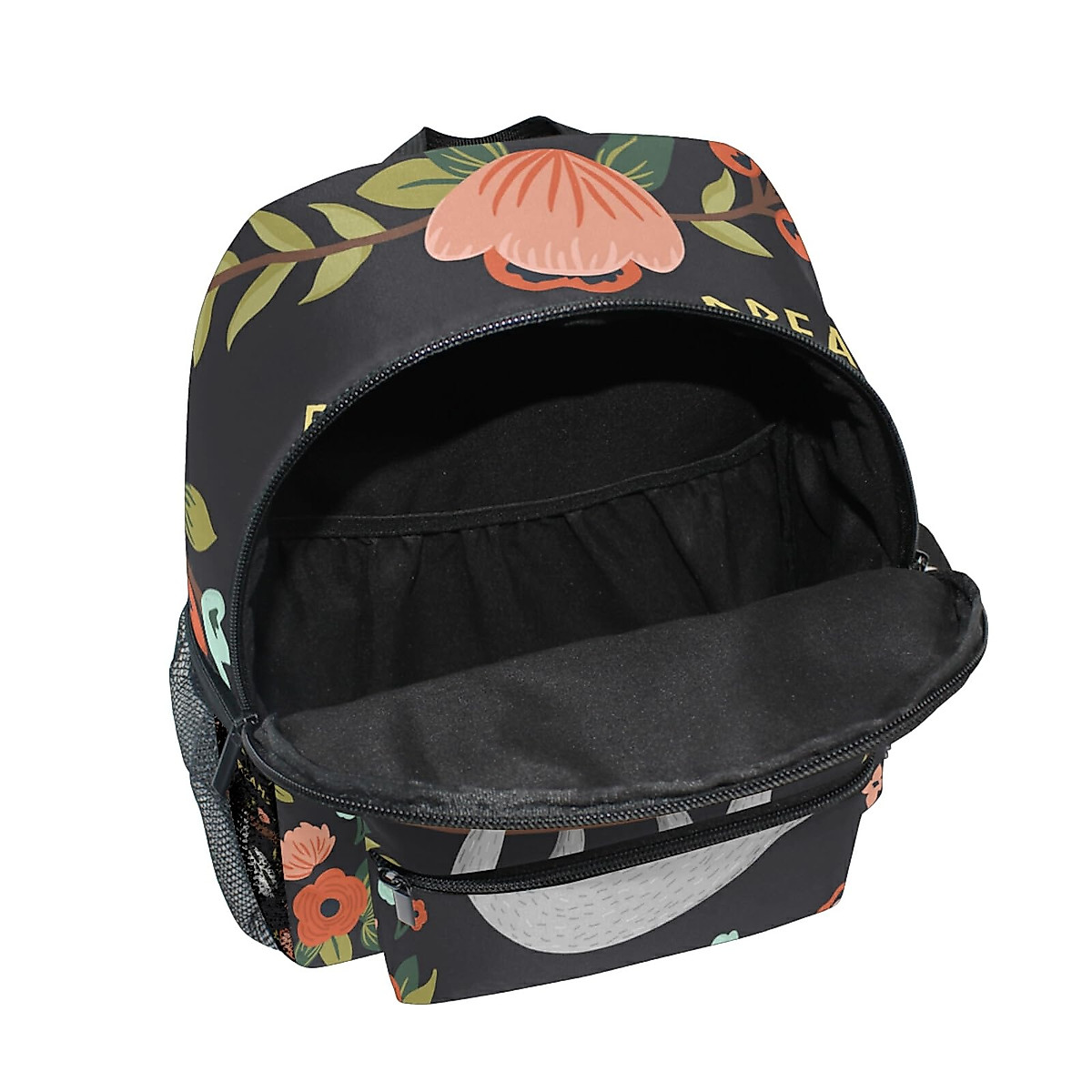 Wamika Summer Tropical Sloth Floral Backpack for Kids Girls Boys Funny Animal Palm Leaf Bookbag Daypack with Chest Strap Mini Elementary School Bags Water Resistant Durable for School Student