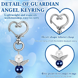 HOWAF Something Blue for Bride to Be on Wedding Gifts for Daughter - 1pcs Wedding Day Card 1pcs Angel Bouquet Garter Clip 1pcs Blue Organza Bag from Mom Dad Grandma Sister Friends