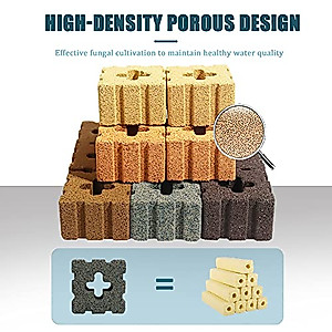 SHIGATSU Aquarium Filter Media, Bio Media for Aquarium Filter, Ceramic Bio Media Blocks for Marine and Freshwater Aquariums, Fish Tank and Pond (15pcs)