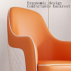 Modern Kitchen Dining Chairs PU Leather Living Room Accent Arm Chairs with Carbon Steel Metal Legs for Home Commercial Restaurants(Orange Coffee)