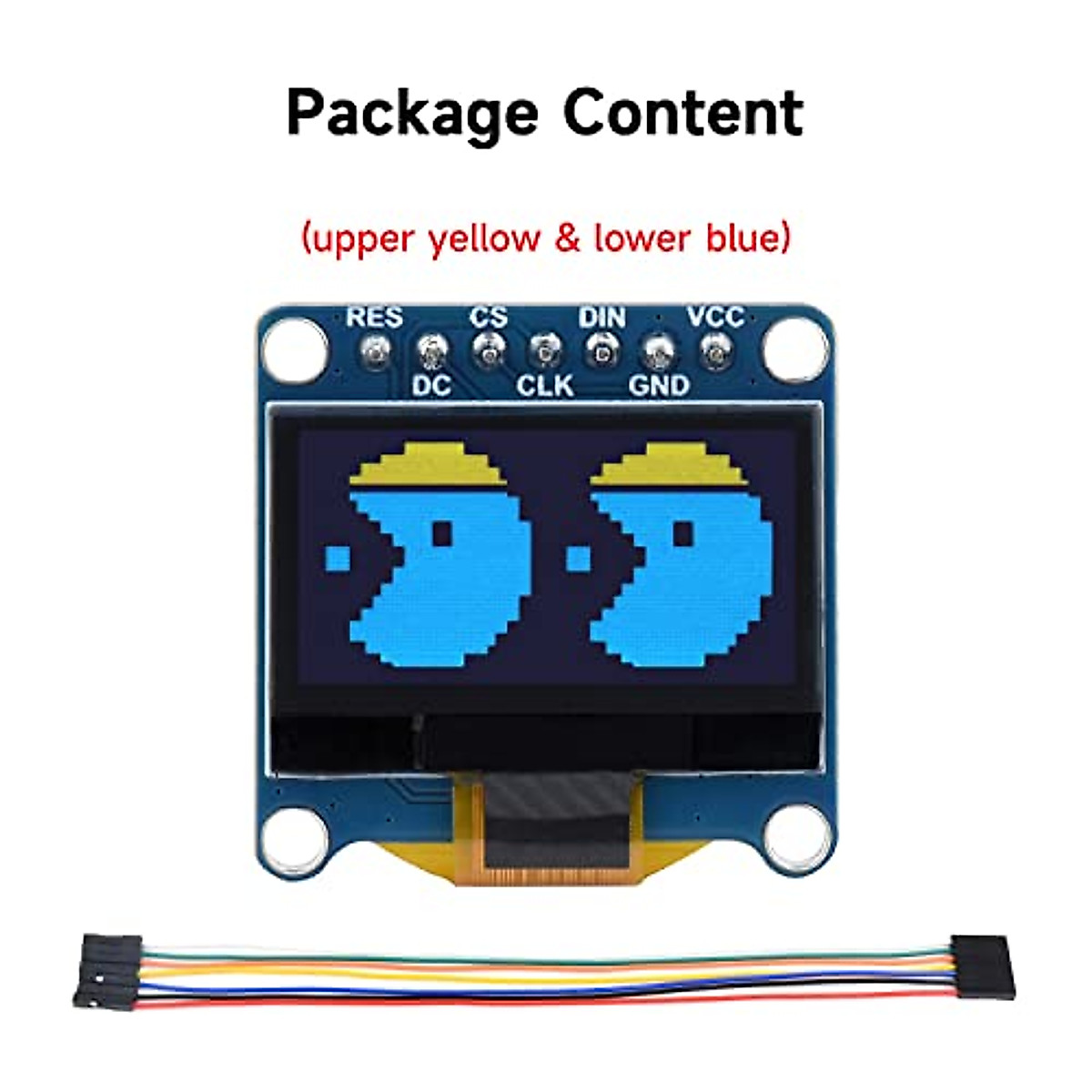 waveshare 0.96inch OLED Display Module, 128×64 Resolution, SPI / I2C Communication, Yellow&Blue Version