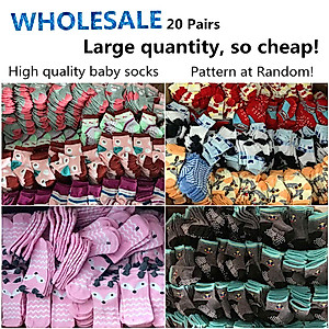 TYONMUJO 20 Pairs Baby Boy Girl Socks Wholesale Baby Cotton Socks Bulk Toddler Kids Socks Bundle (Pattern at Random) Boys 0-12 Months