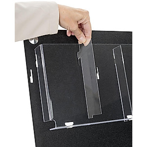 Displays2go Wall Pamphlet Display, Acrylic, 12/24 Adjustable Slots, Aluminum Standoffs - Black (2RP12BLK)