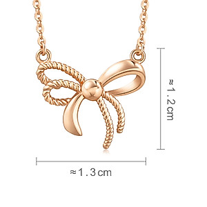 CHOW SANG SANG Delicate Gold 18K Rose Gold Ribbon Bowtie Necklace for Women 92803N | 18.5 Inches, (47 CM)