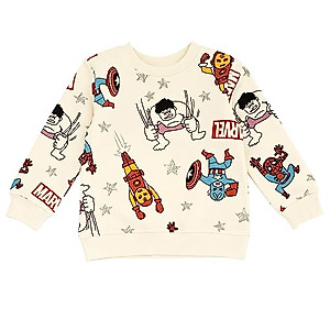 Marvel Avengers Spider-Man Hulk Iron Man Captain America Little Boys Fleece Sweatshirt and Pants Set White 7-8