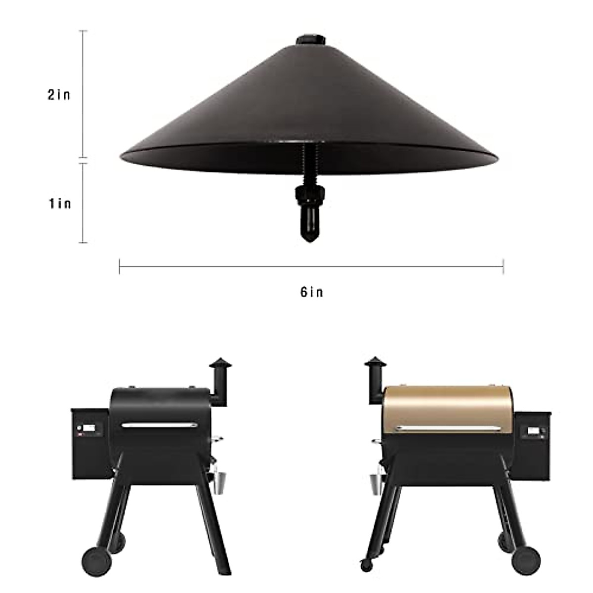 QQPOLE Replacement Umbrella Chimney Cap for Pellet Grill, Metal Chimney Top Accessories for Pit boss, Traeger, Camp Chef and Other Models ，Pellet Grill Chimney Replacement Accessories
