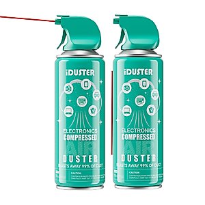 iDuster Canned Air Duster for Computer - Disposable Keyboard Cleaner Cleaning Duster for Electronics, 2PCS(10oz)