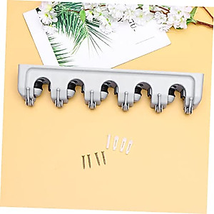 GLSTOY Mop Rack Mop Storage Shelf Broom Hanger Wall Mount Broom Holder Cleaning Tools Organizer Toilet Brush Holder Cleaning Tool Hooks Mop Organizer Clip Broom Storage Hanger Hooks Grey