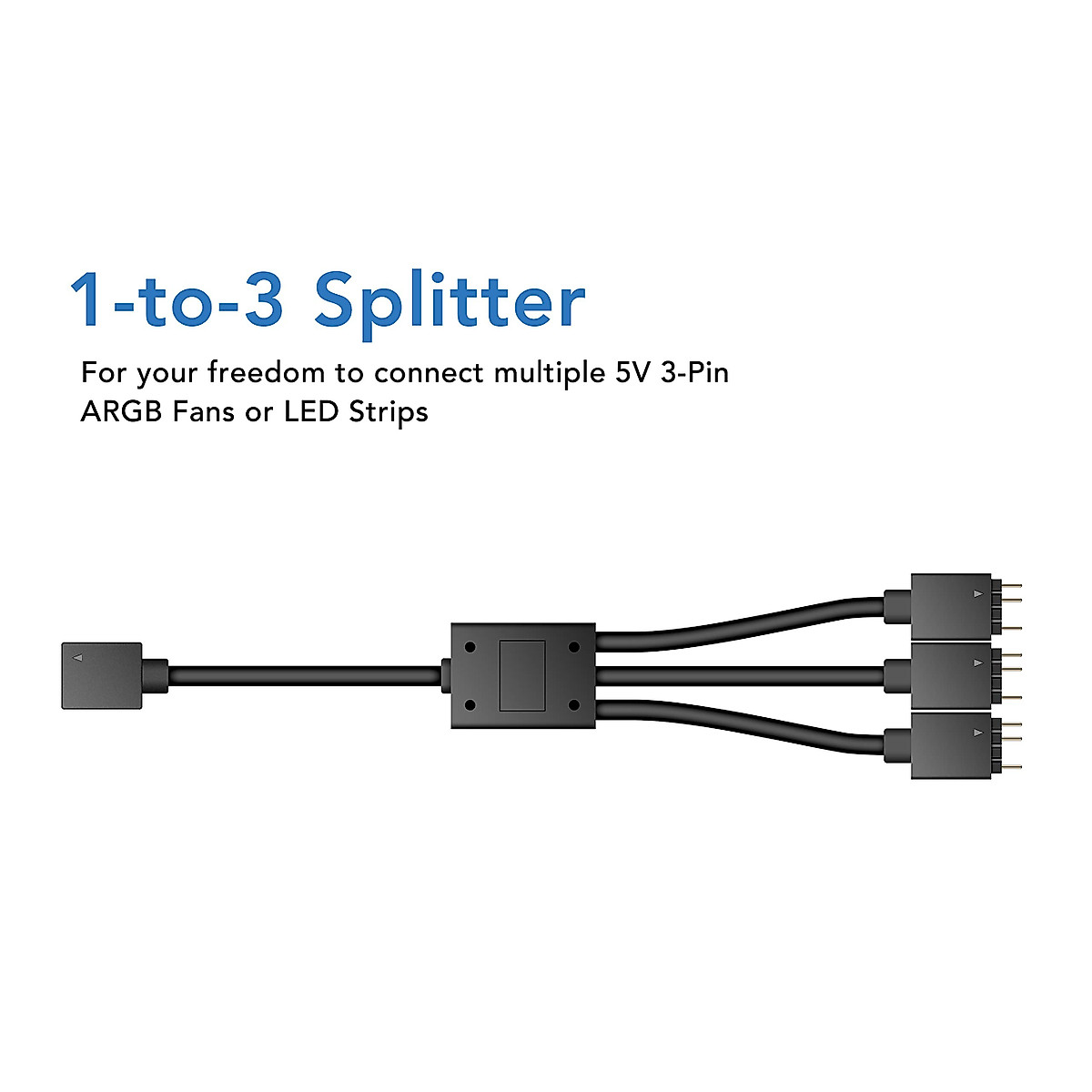 EZDIY-FAB 12V to 5V RGB Converter, 3-Way Splitter, SATA Connector, 50 Color Modes, 100x 5V LEDs