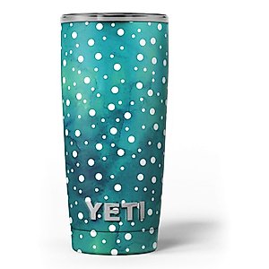 Design Skinz Green and White Watercolor Polka Dots - Skin Decal Vinyl Wrap Kit Compatible with The Yeti Rambler Cooler Tumbler Cups