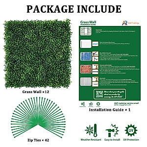 A & R 12 PCS 20"x20" Artificial Grass Wall - UV Protected Boxwood Hedge Wall Panels - Suits for All Decorations