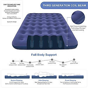 Giftway Queen Camping Air Mattress Inflatable Air Bed - Inflatable Air Mattresses with Flocked Top Foldable Blow Up Bed for Camping Tent/Guest/Travelling - Housewarming Gifts for Women/Men/Kids