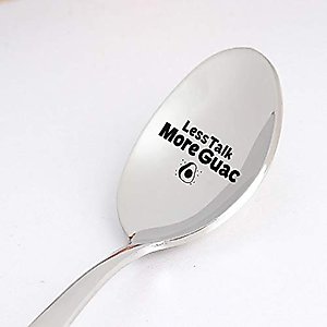 Avocado Lovers Gift - Lets Talk More Guac Engraved Spoon Gift for Men Women | Christmas Birthday Gift for Daughter | Guacamole lover Gift | Funny Vegan Gift Kids Teens - 7 Inch Stainless Steel Spoon