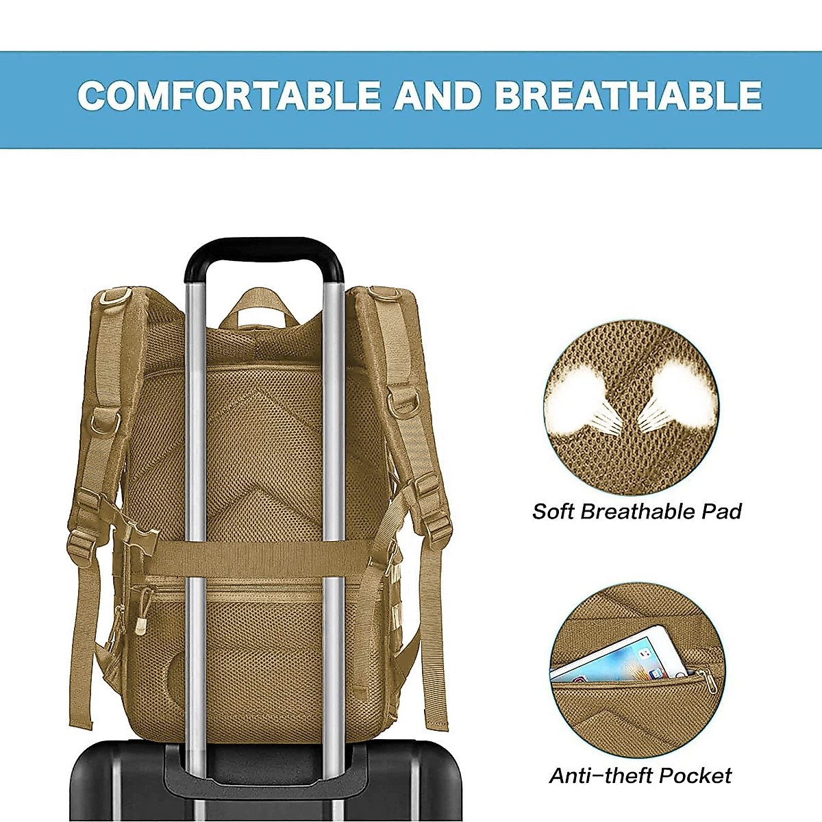 MOSISO Camera Backpack, DSLR/SLR/Mirrorless Tactical Camera Bag Case with Laptop Compartment Compatible with Canon/Nikon/Sony, Khaki