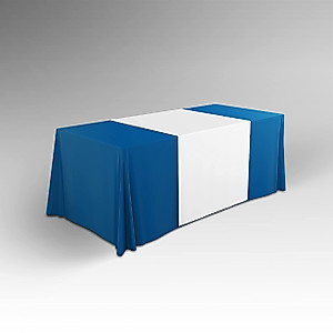 BannerBuzz Table Runner, Polyester Fabric, 170 GSM, Hot Knife Cut Finishing, Full Color, 1440DPI, Dye-Sublimation Printing (30" W X 72" H, White)