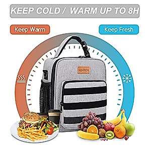 HSHRICH Lunch Box for Men Women, Insulated Reusable Portable Lunchbox - Adults Small Lunch Bag for Office Work Picnic (Grey)
