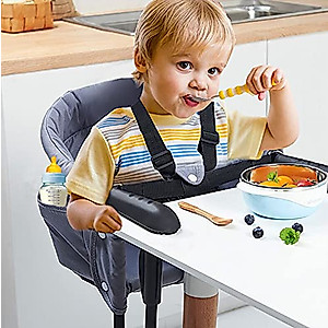 GINSER Hook On Chair, Clip On High Chair for Babies and Toddlers, Washable Fast Table Chair for Home and Travel, Gray