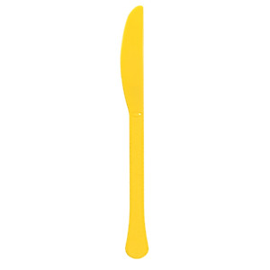 Yellow Sunshine Plastic Heavy Weight Knives (50 Count) - Premium Disposable Plastic Cutlery, Perfect for Home Use and All Kinds of Occasions