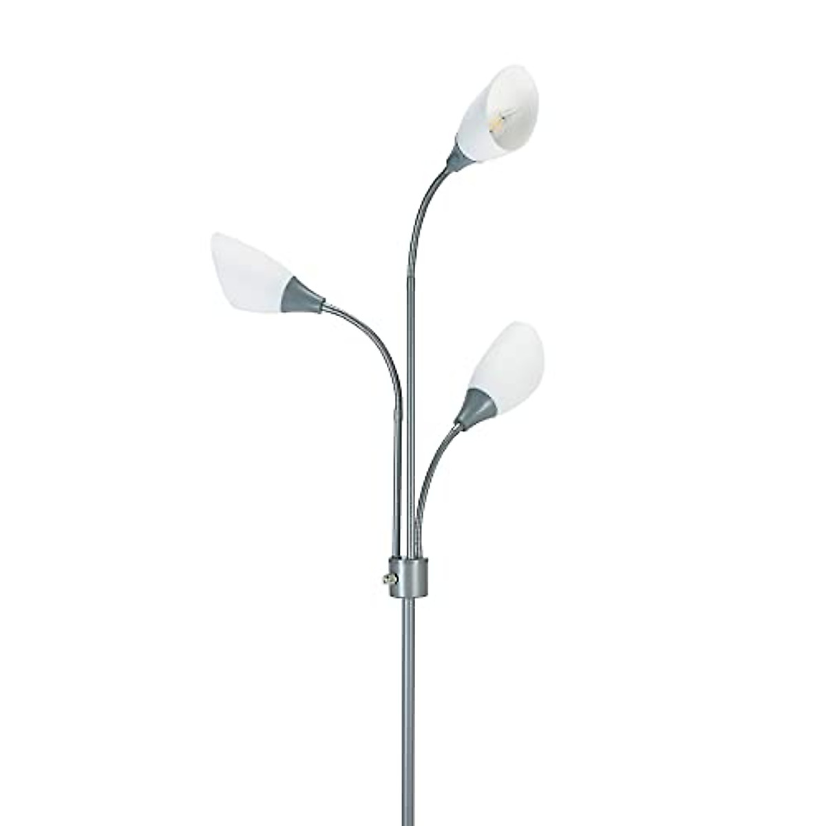 Catalina Lighting 70.25" Medusa 3-Light Floor Lamp with White Shades, Classic Silver