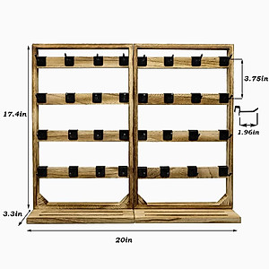 Jewack Wooden Foldable Jewelry Display Stand with Removable 32 Hooks, Earring Cards necklace bracelet Keychain Showcase Cascading Merchandise Organizer For Selling For vendor events