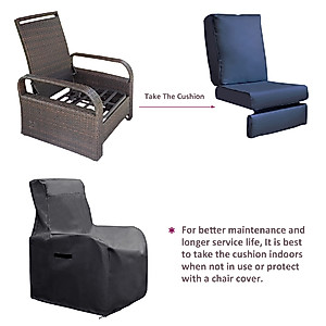 Skypatio Oversized Indoor & Outdoor Wicker Recliner, Adjustable All-Weather Wicker Patio Reclining Chair, Aluminum Patio Rattan Armchair with Thick Cushion