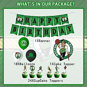 Boston Celtics Basketball Birthday Party Decorations Basketball Sports Birthday Party Favors Jayson Tatum Party Supplies includes Banner Balloons Cupcakes Cake Topper for Boys