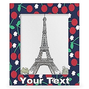 Herdesigns Red Cherry Pattern 8x10 Picture Frame Personalized Custom Text Name Fruit Flower Wooden Picture Frame for Wall and Tabletop Display, Photo Picture Frame Customized Gift