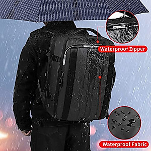 AI EN JIU Travel Backpack for Men Women, 50L Expandable Carry On Backpack Flight Approved 17.3 inch Laptop Backpack, Waterproof Business Luggage Traveling Backpack with 3 Mesh Bags & 1 Shoe Bag, Black