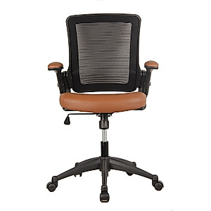 Techni Mobili Height Adjustable Arms Mid-Back Mesh Task Office Chair, 25" W x 25" D x 34-44" H, Brown