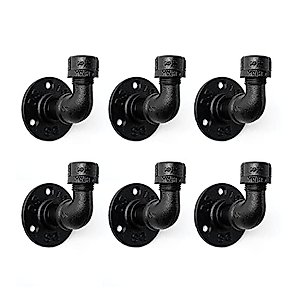 Home TZH Bathroom Towel Hooks for Hanging 3 Pack Vintage Industrial Pipe Towel Holder Black Wall Mounted Heavy Duty Hook Decorative for Farmhouse Bathroom Kitchen (6, Black)