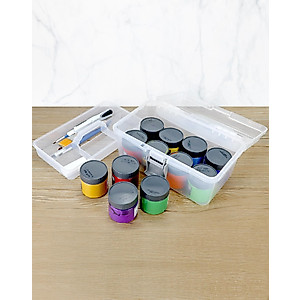 QWORK Clear Empty First Aid Storage Box with Removable Tray and Locking Latch - Plastic Storage Case Large Capacity Multifunctional Organizer for Jewelry, Makeup, and Crafts Supplies, 5"H x 6"W x 10"L