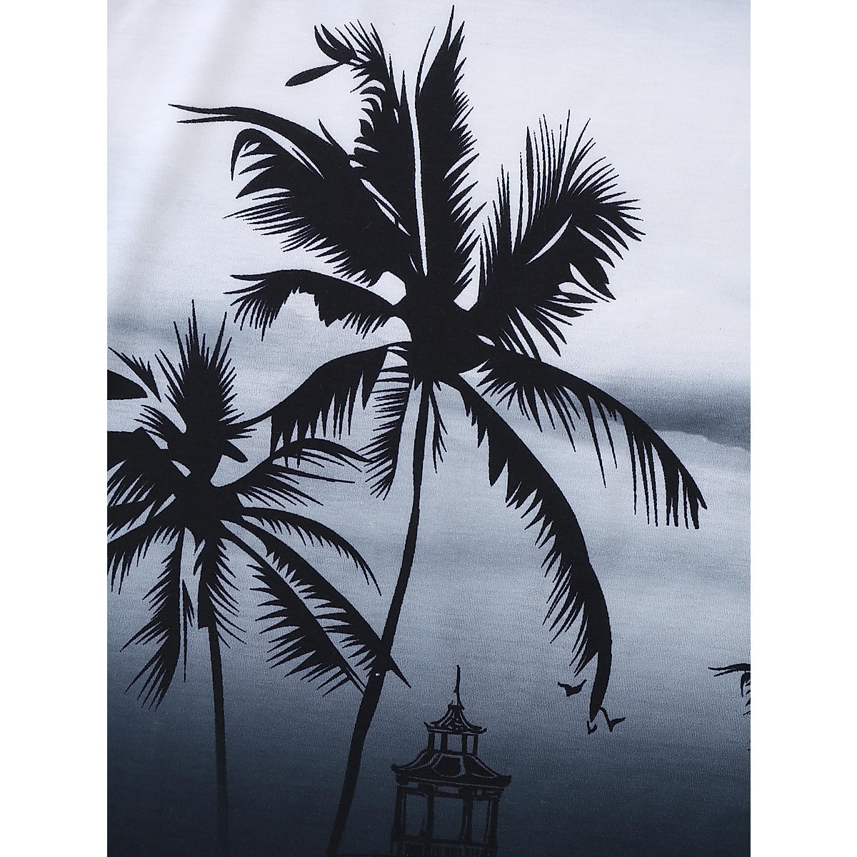 SOLY HUX Men's Tropical Print Sleeveless Tank Top Round Neck Summer Shirts Black and White Print M