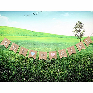 Gender Reveal Party - Baby Shower Decorations -"BOY or GIRL" Burlap Banner by Akak Store - Pregnancy Announcement