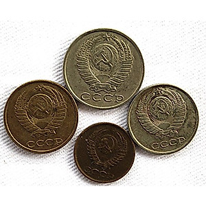 Soviet Union -Set of 7 Kopeks Coin USSR CCCP Cold War Era Hammer and Sickle