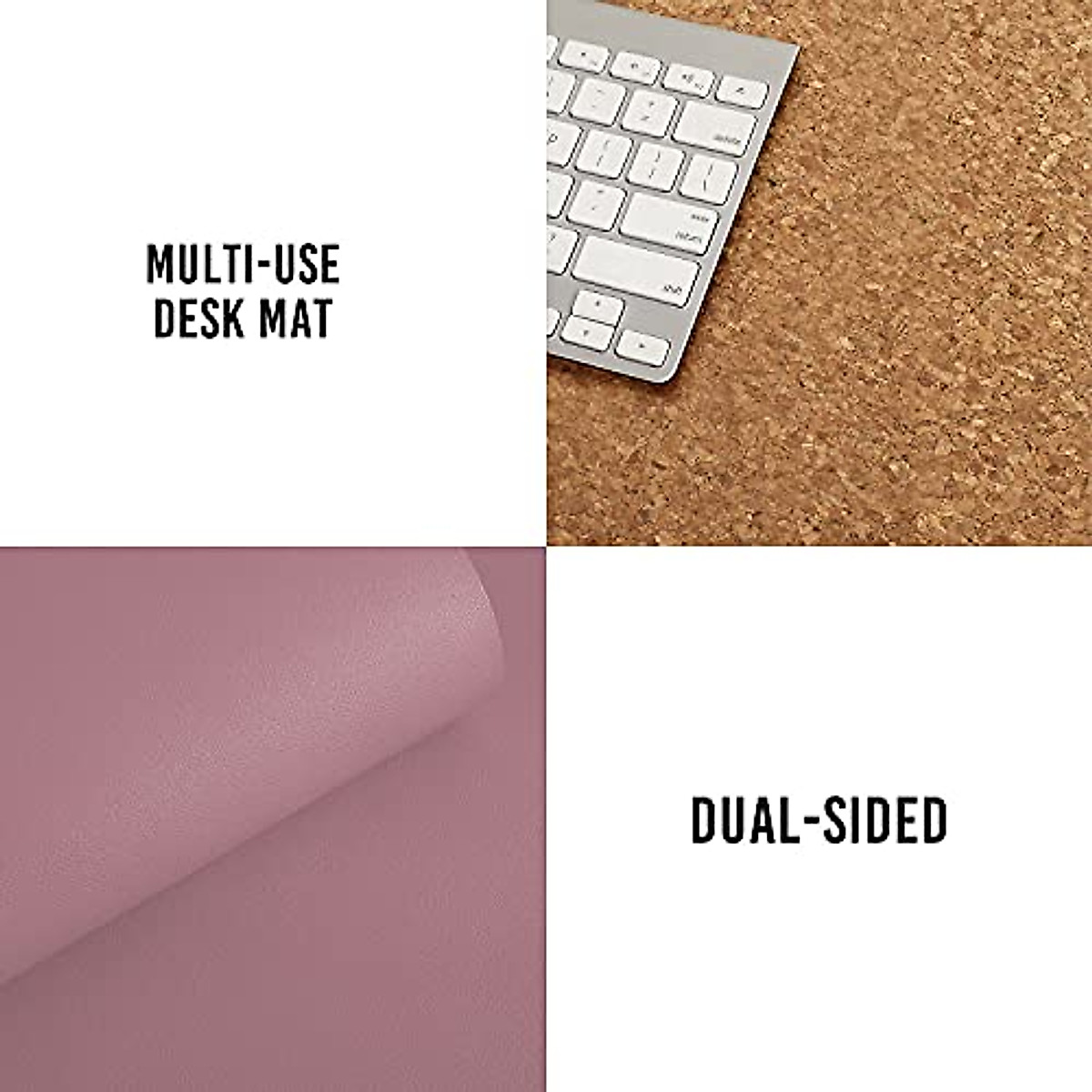 Aothia Office Desk Pad, Natural Cork & PU Leather Dual Side Large Mouse Pad, Laptop Desk Table Protector Writing Mat Easy Clean Waterproof for Office Work/Home/Decor (Purple,31.5" x 15.7")