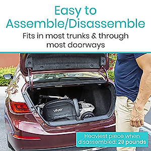 Vive 4 Wheel Mobility Scooter - Electric Powered Wheelchair Device - Compact Heavy Duty Mobile for Travel, Adults, Elderly - Long Range Power Extended Battery with Charger and Basket Included