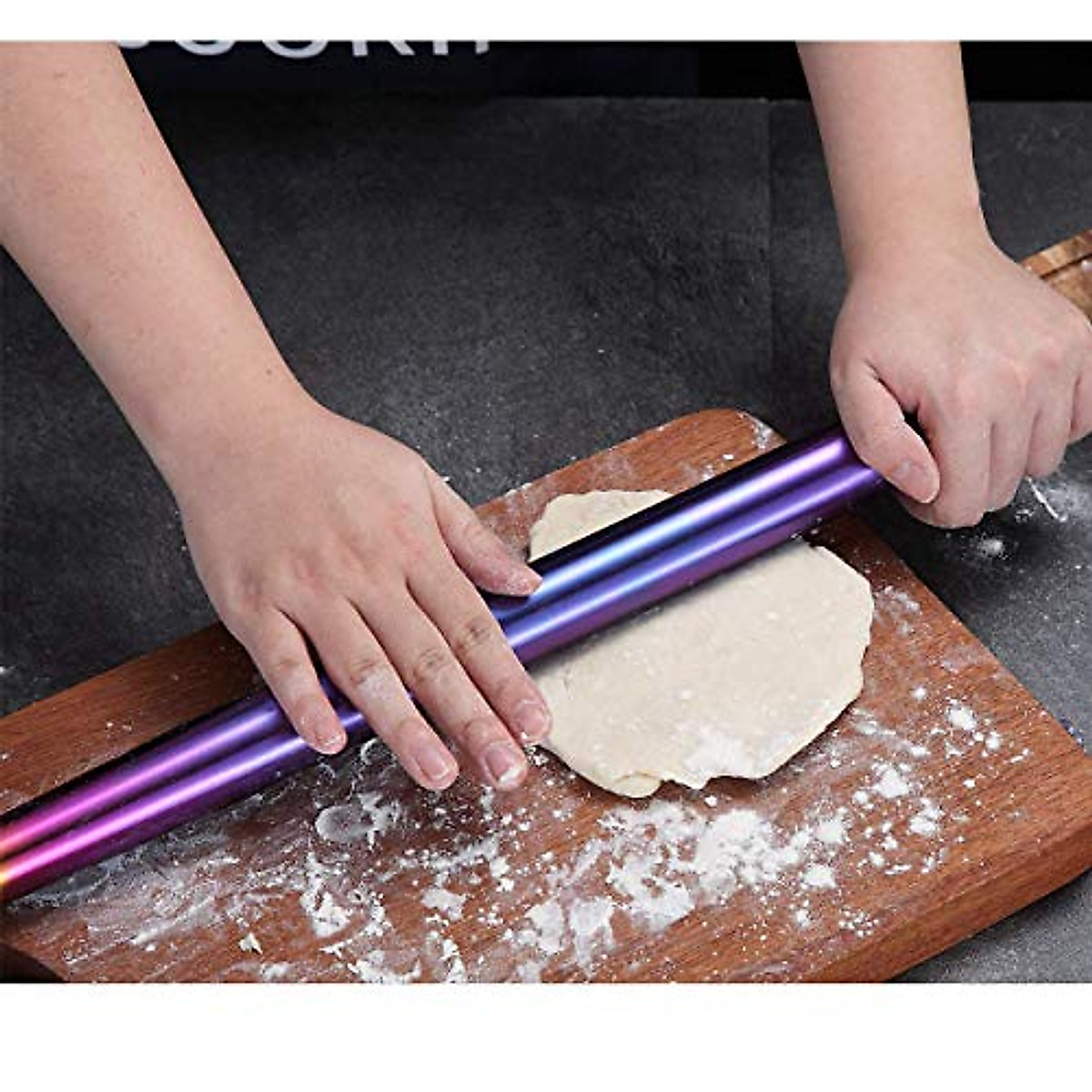 Berglander Rainbow Rolling Pin, 16.7 Inches Stainless Steel Colorful Matte Finish with Rainbow Titanium Plating Rolling Pin for Baking Pizza Dough, Pie, Cookie, Gift Ideas for Bakers.